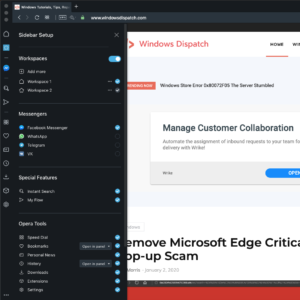 Disable or Remove Workspaces in the New Opera Browser
