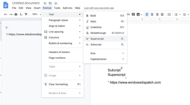 How to Add Subscript, Superscript Text Format in Google Docs