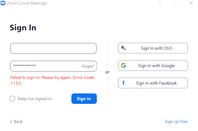 Fix Zoom Error Code 1132 Failed to Sign in or Meeting Fails