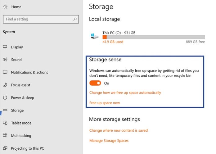 How to Use and Enable Storage Sense on Windows 10 PC