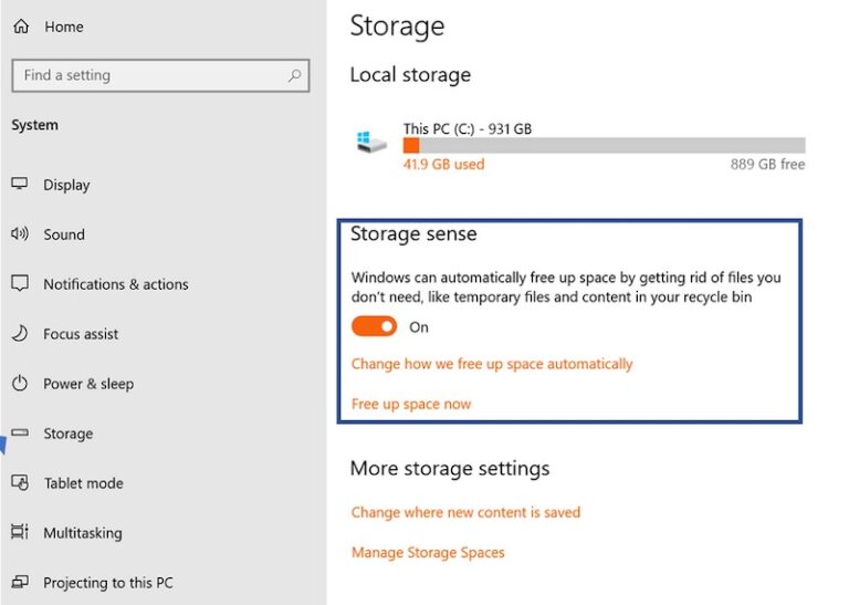 How to Use and Enable Storage Sense on Windows 10 PC