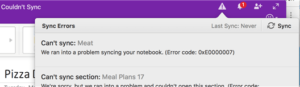 Fix OneNote Error 0xE0000007 Notebook Syncing Problem