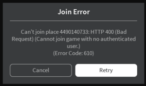Fix Roblox Error Code 901, 610 or HTTP 400 Bad Request