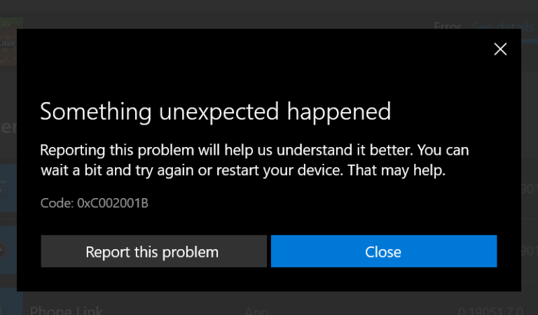 Fix Microsoft Store Error Code 0xC002001B on Windows 10/11